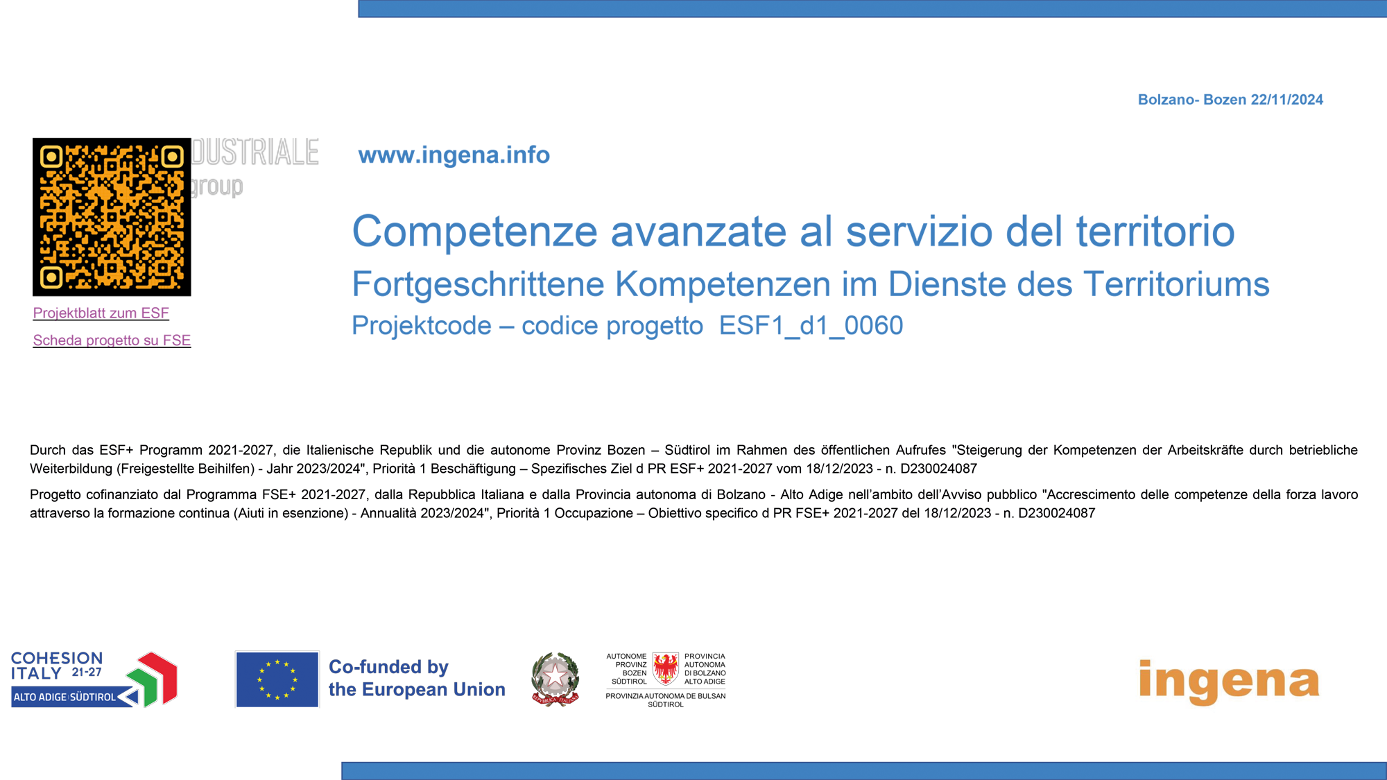 Fortgeschrittene Kompetenzen im Dienste des Territoriums - www.ingena.info